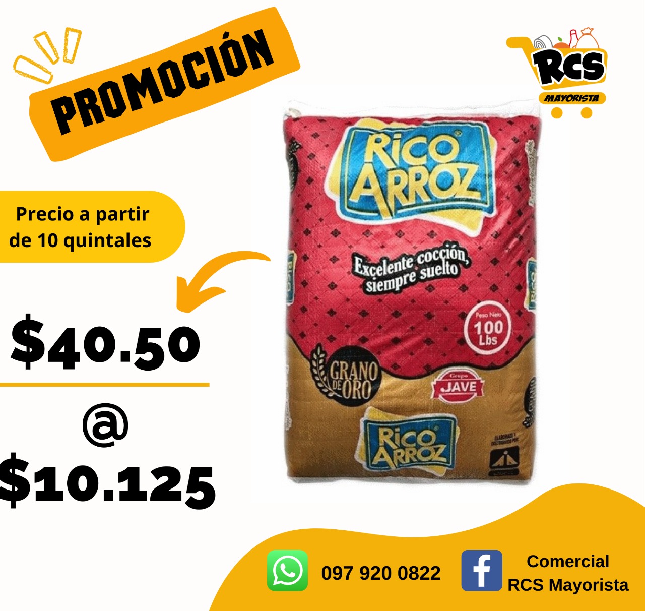 Distribuidor de Arroz Rico Ecuador - Comercial RCS Mayorista