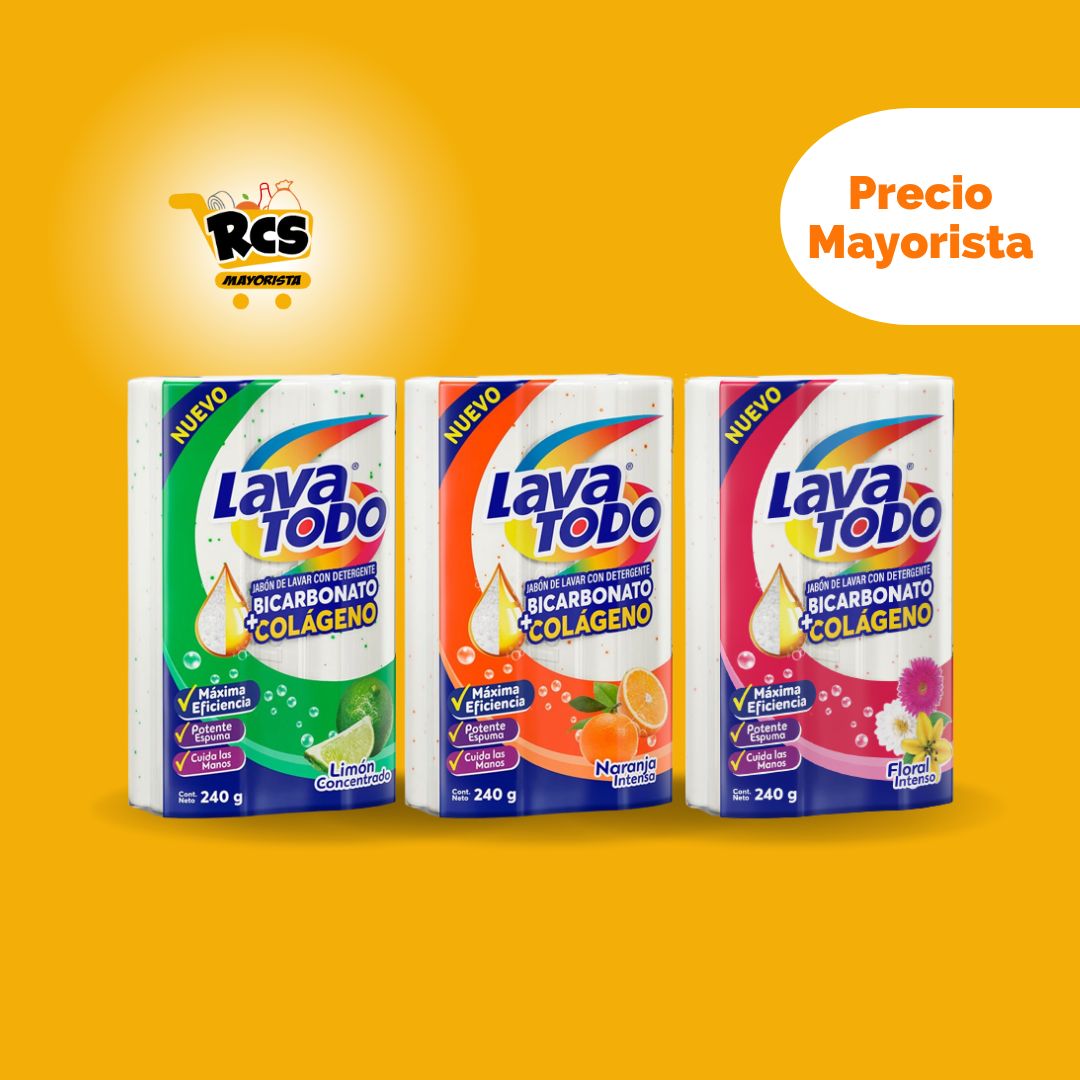 JABON LAVA TODO 240GR BICAR COLAG X 48 (FLORAL, LIMÓN, NARANJA ...